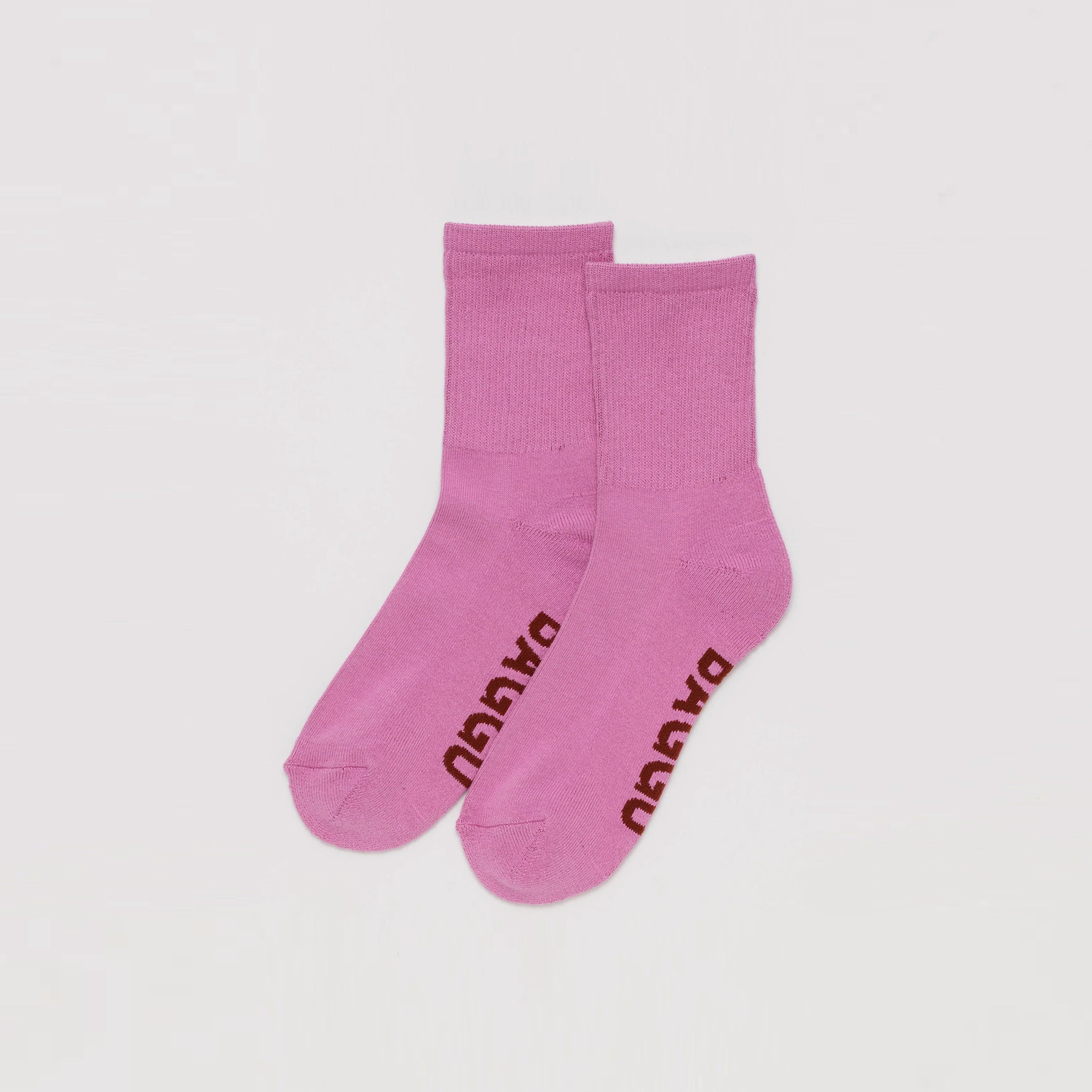 BAGGU - Ribbed Sock - Extra Pink | available at LCD